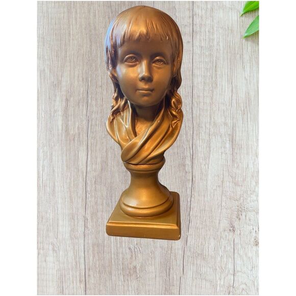 Art | Roman Art Co 12 Inch Plaster Bust Sculpture Of Girl Gold ...